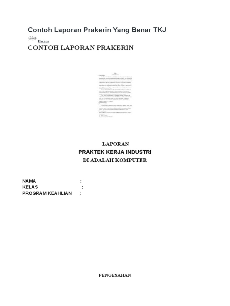 Contoh Laporan Prakerin Yang Benar TKJ | PDF