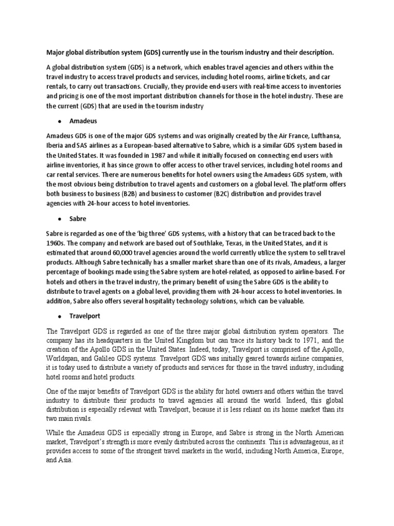 Major Global Distribution System | PDF | Travel Agency | Airlines