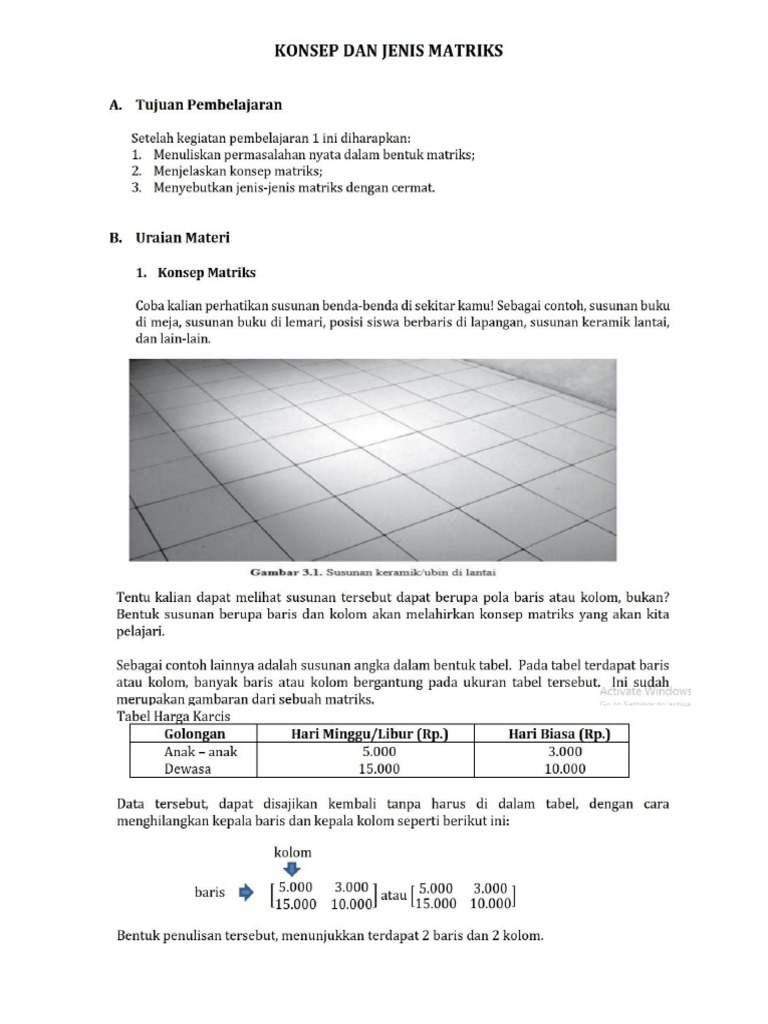 Materi Pembelajaran Matriks | PDF
