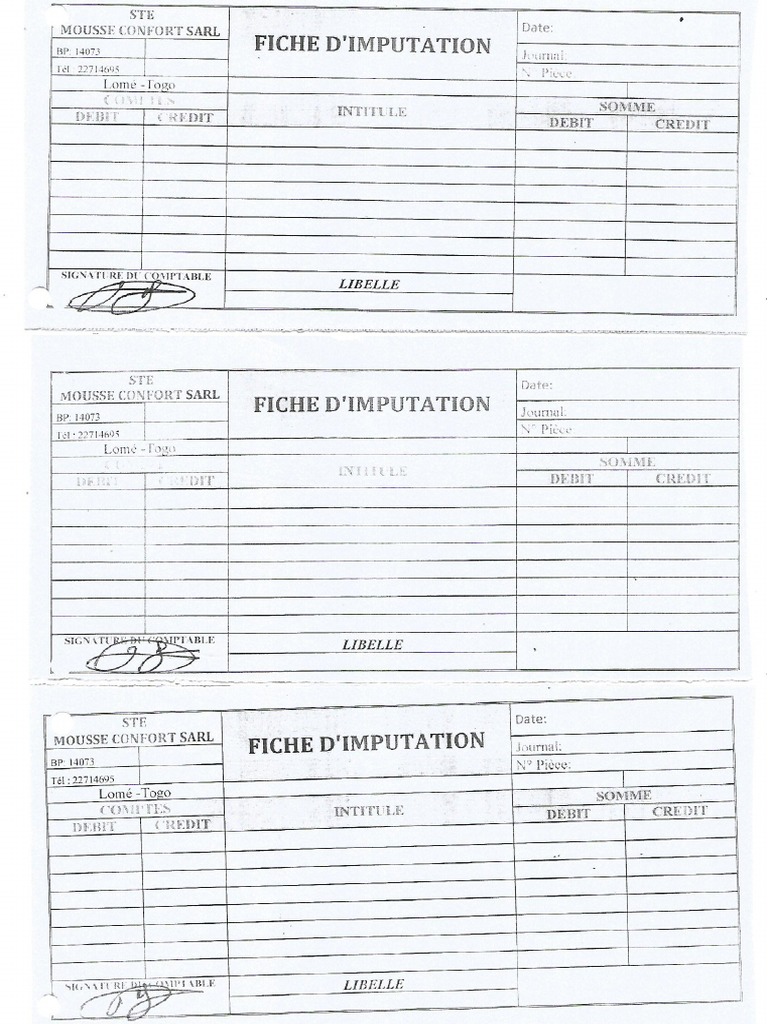 Fiche D'imputation | PDF