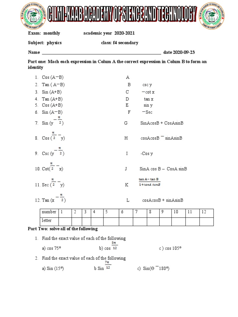 Exam Math f4 | PDF