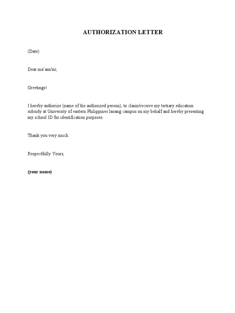 Sample Authorization Letter | PDF