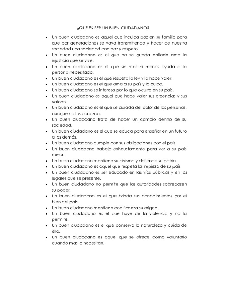 Que Es Ser Un Buen Ciudadano | PDF