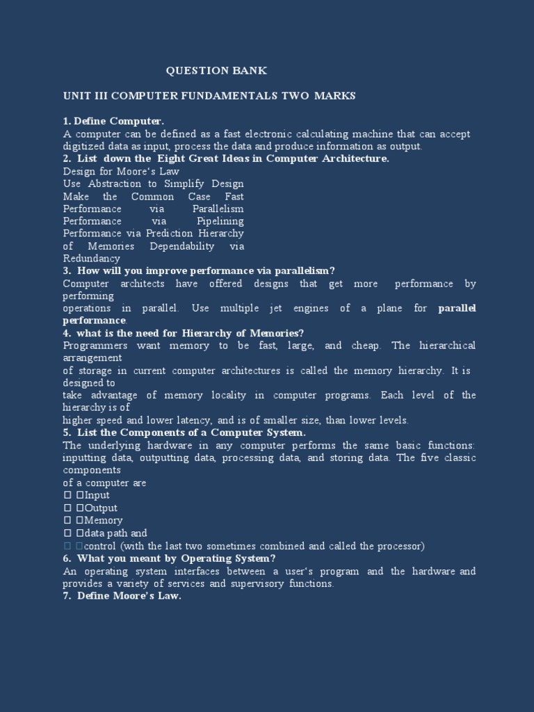 Dpco Unit 3,4,5 QB | PDF | Random Access Memory | Central Processing Unit Dpco Unit 3,4,5 QB | PDF | Random Access Memory | Central Processing Unit