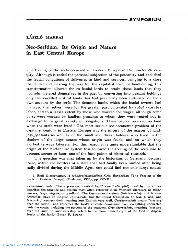Neo-Serfdom in East Central Europe | PDF | Peasant | Serfdom