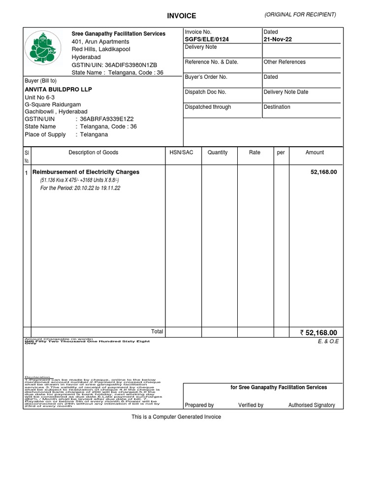Ele Inv Nov-2022 | PDF | Cheque | Invoice