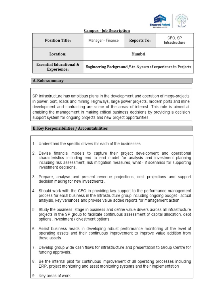 Infra Finance Role Campus JD | PDF | Infrastructure | Investing