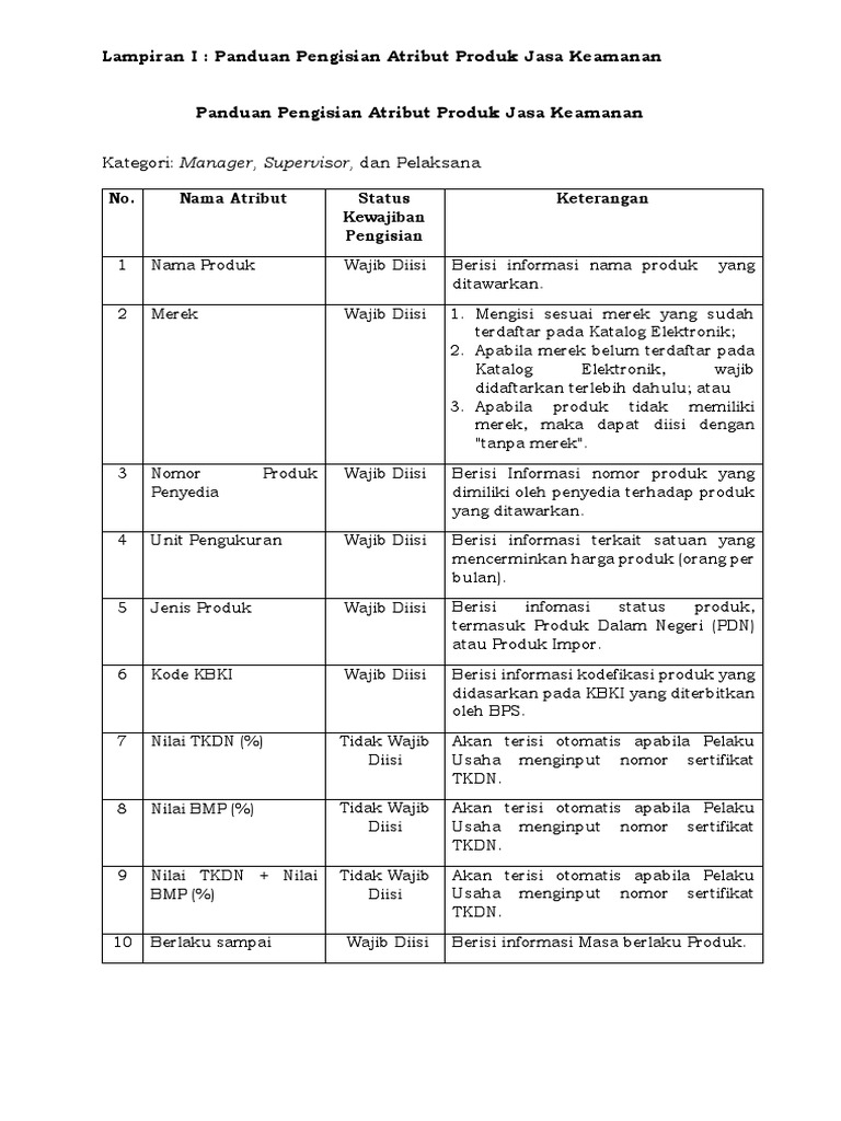 Lampiran Petunjuk Pengisian | PDF