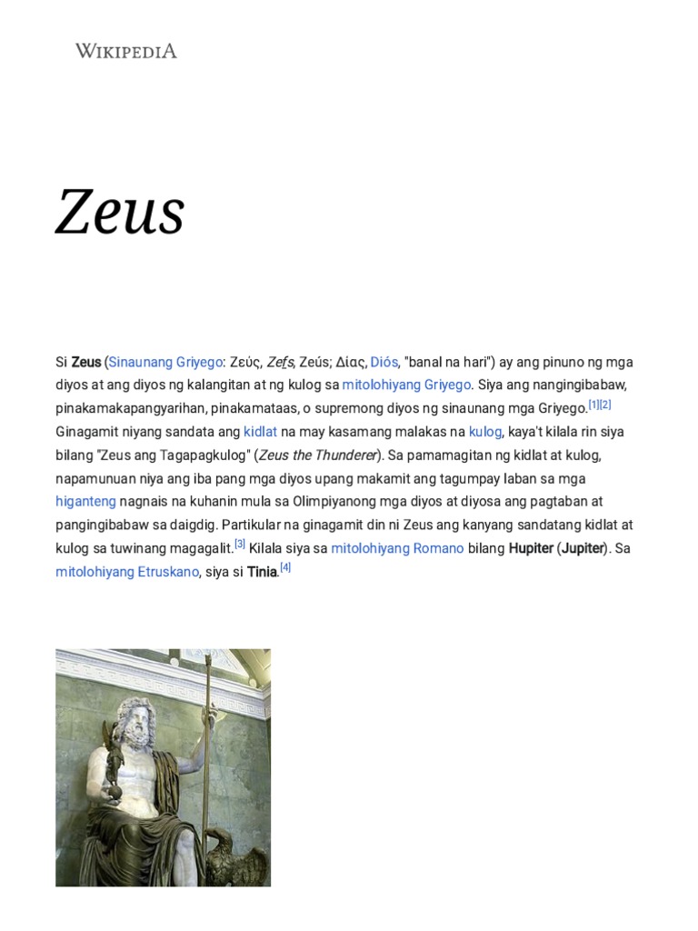 Zeus - Wikipedia, Ang Malayang Ensiklopedya | PDF