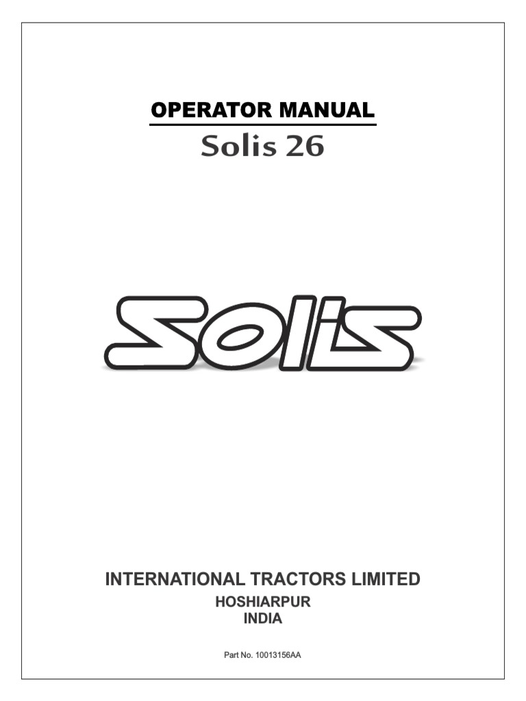 Solis 26 Operator Manual | PDF | Tractor | Clutch