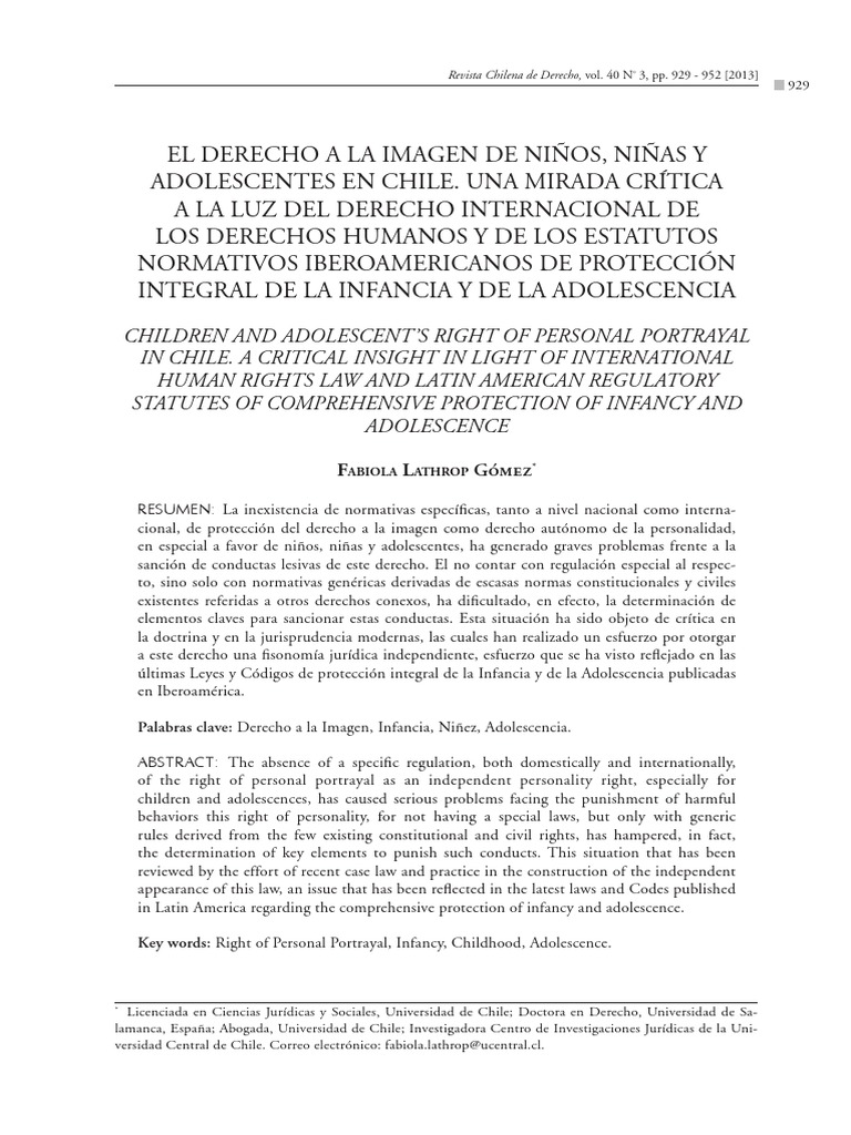 El Derecho A La Imagen de Los NNA | Descargar gratis PDF | Privacidad | Justicia