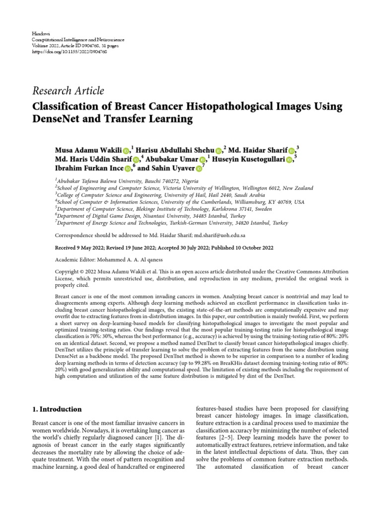 Classification of Breast Cancer Histopathological | PDF | Biopsy | Deep Learning