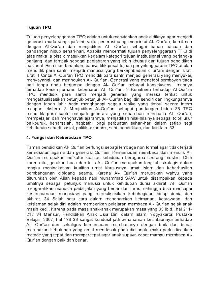 Tujuan TPQ | PDF | Karier & Perkembangan | Perjalanan