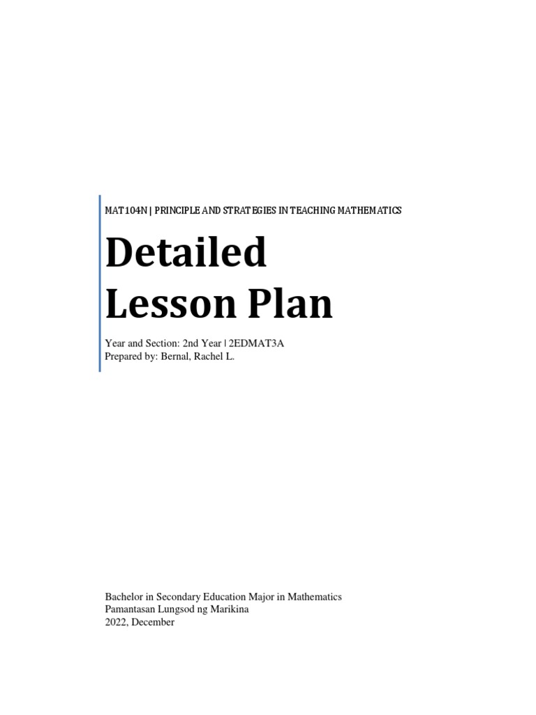 Detailed Lesson Plan | PDF | Angle | Lesson Plan