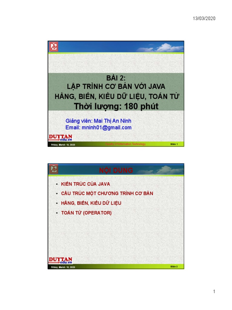 CS 311 - Lap Trinh Huong Doi Tuong - 2020S - Lecture Slides - 2 | PDF