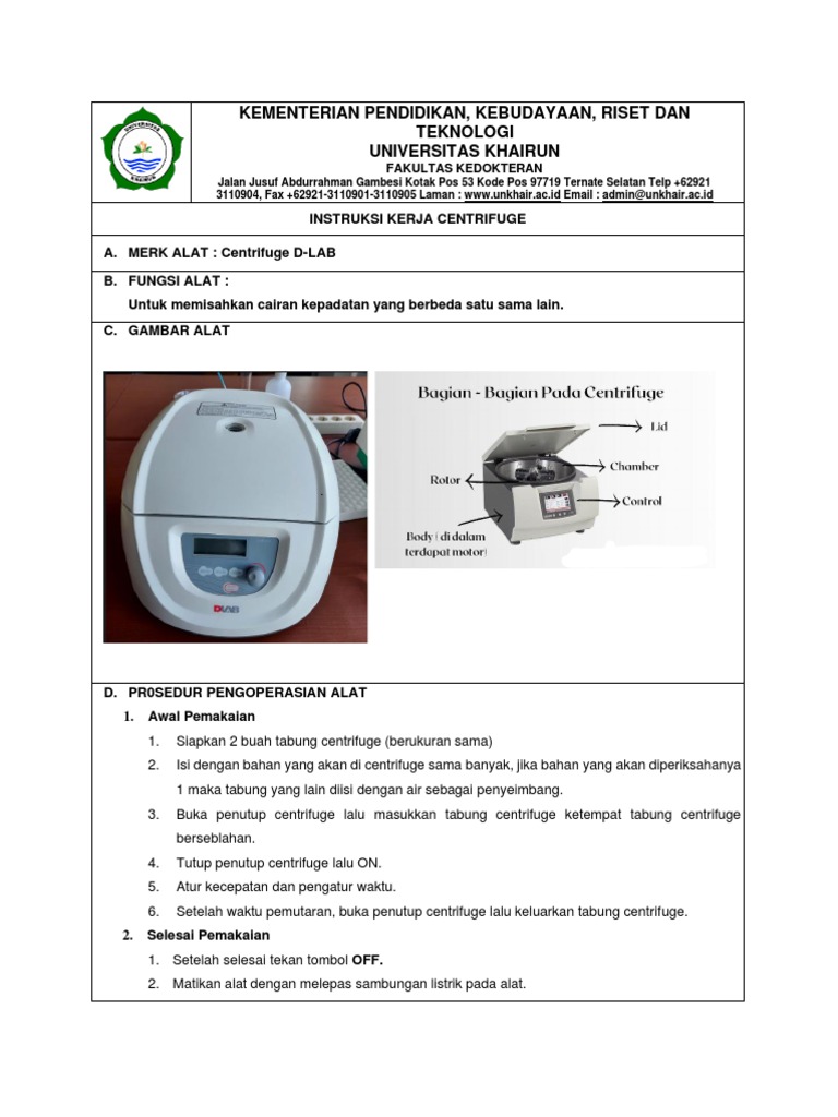 SOP Centrifuge | PDF