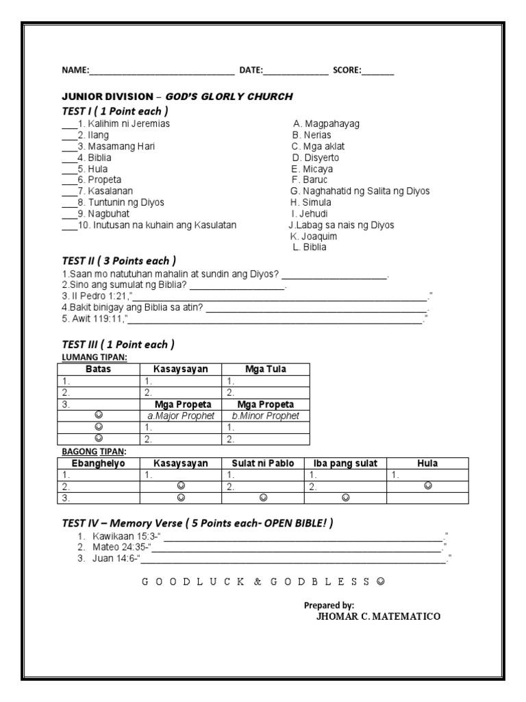 Exam Junior 103525 | PDF