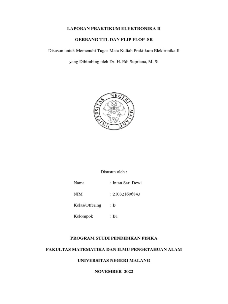 Laporan Flip Flop JK, D, T - Intan Sari - 1b | PDF