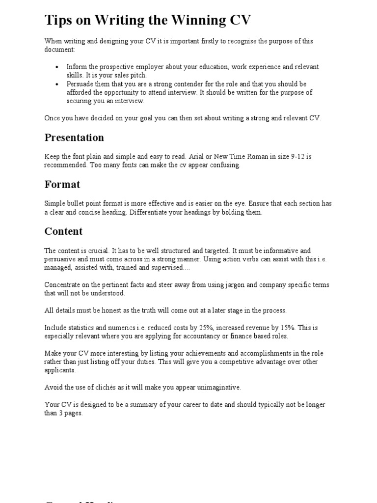 Winning CV | PDF