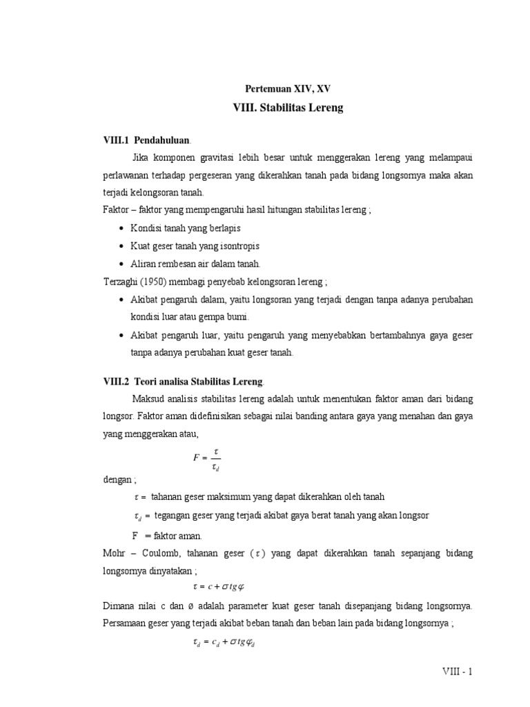 Stabilitas Lereng | PDF