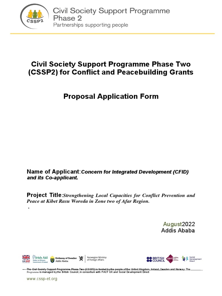 Annex 1 - Conflict Response Grant Application 2022 | PDF ...