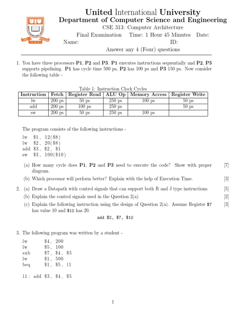 172 CSE313 Final | PDF | Cpu Cache | Central Processing Unit