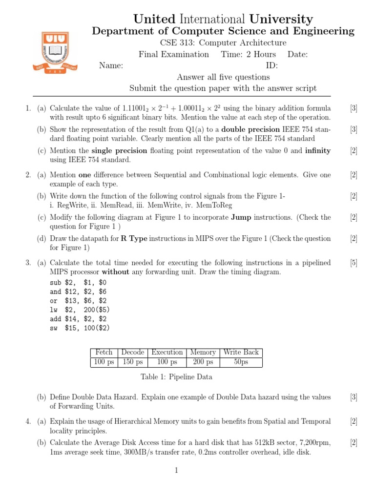 173 CSE313 Final | PDF | Cpu Cache | Central Processing Unit