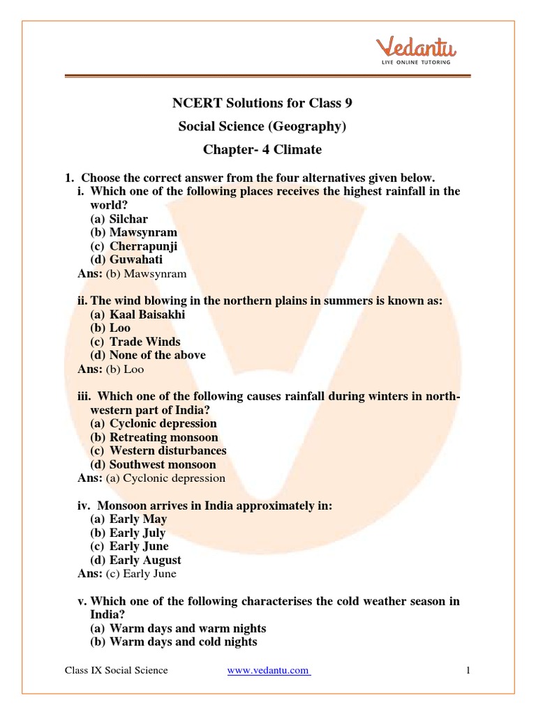 Climate Controls in India: Class 9 Notes | PDF | Monsoon | Precipitation