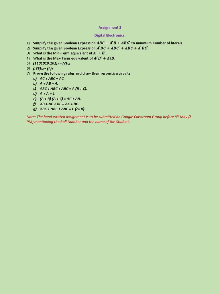 Assignment 2 Digital Electronics Pdf 