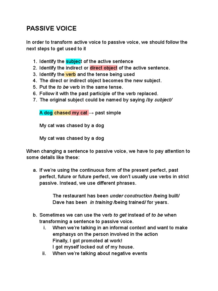 Board - Passive Voice | PDF | Verb | Subject (Grammar)