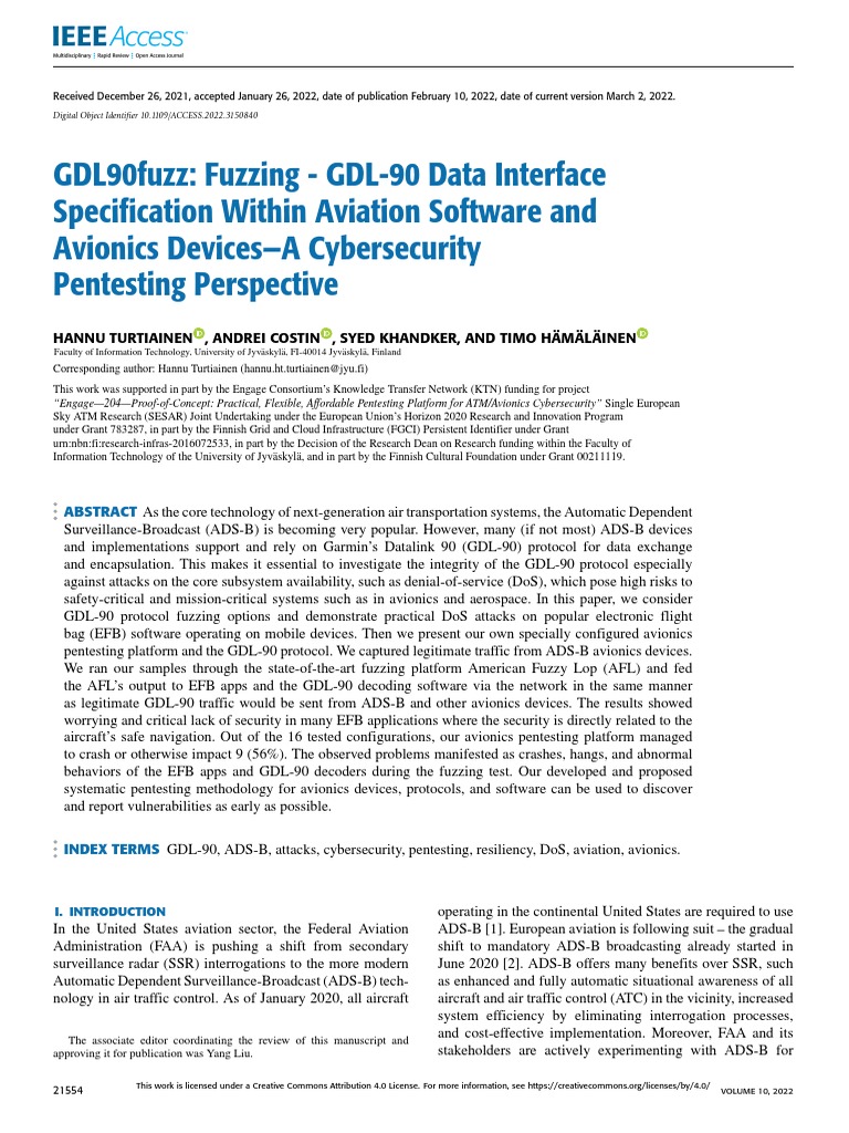GDL90fuzz Fuzzing - GDL-90 Data Interface Specification Within Aviation ...