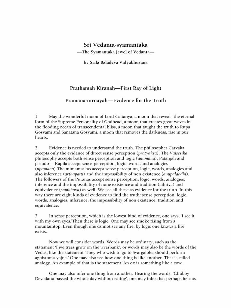 Baladeva Vidyabhusana Sri Vedanta Syamantaka | PDF | Vishnu | Shiva
