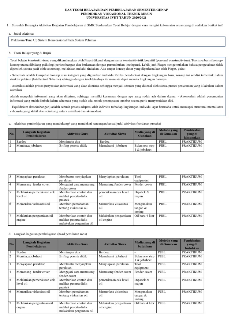 Saya Sedang Berbagi 'Uas Teori Belajar Dan Pembelajaran Semester Genap ...