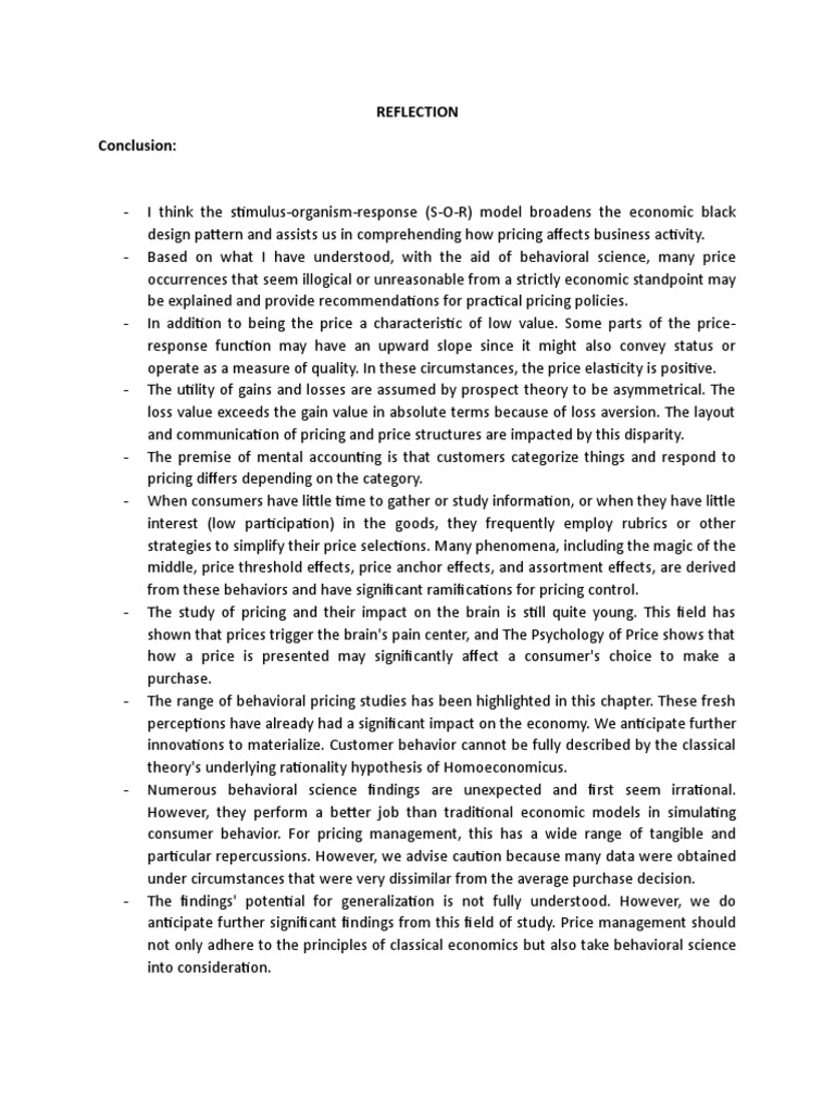 Reflection Conclusion | PDF | Pricing | Consumer Behaviour