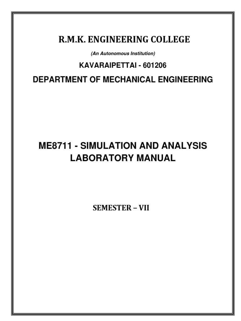 ANSYS FEA Laboratory Manual | PDF | Finite Element Method | Beam ...