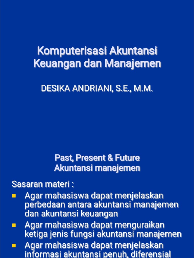 Komputerisasi Akuntansi Keuangan Dan Manajemen | PDF