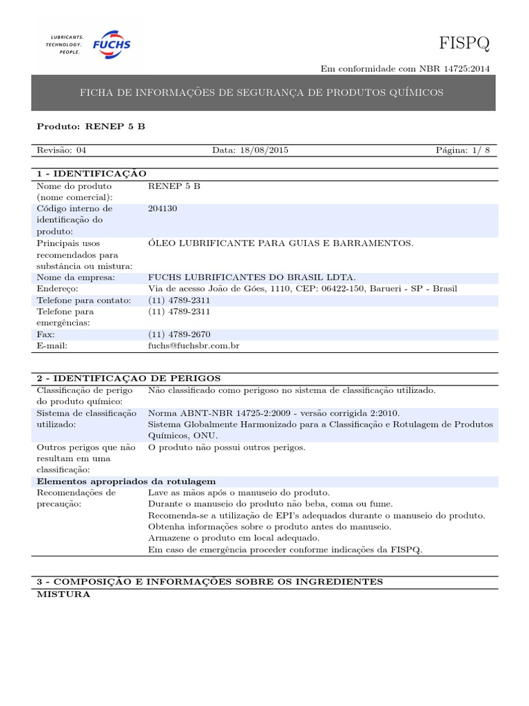 Renep 5 B - Fispq GHS | PDF | Temperatura | Ciências Físicas