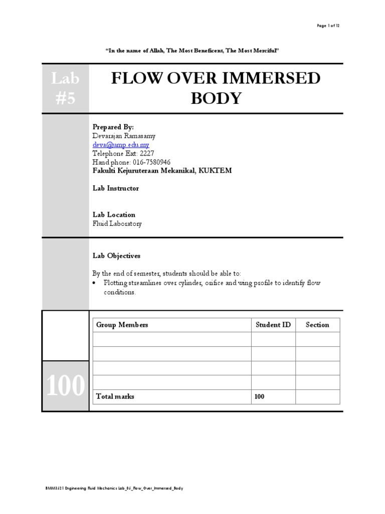 Flow Over Immersed Body | PDF | Fluid Dynamics | Lift (Force)