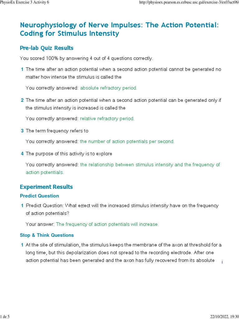 PhysioEx Exercise 3 Activity 6 | PDF | Action Potential | Stimulus ...