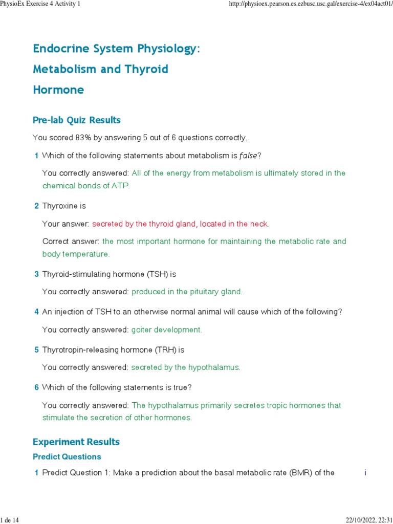 PhysioEx Exercise 4 Activity 1 | Download Free PDF | Thyroid ...
