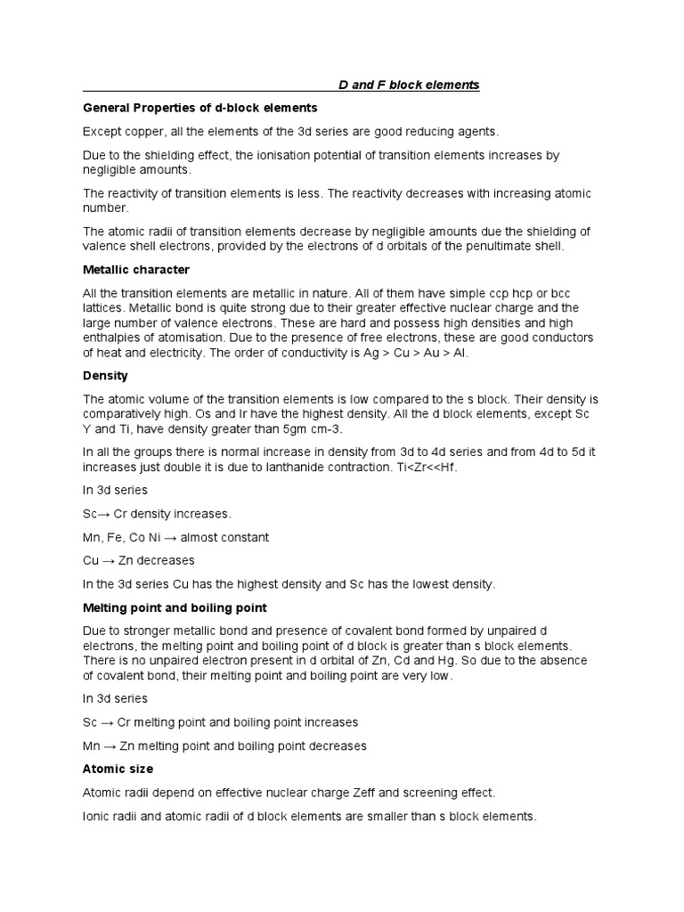 D And F Block Elements Pdf Pdf