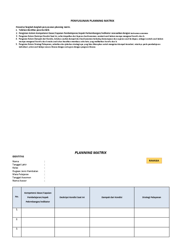 Lembar Kerja 4 Planning Matrix-1 | PDF