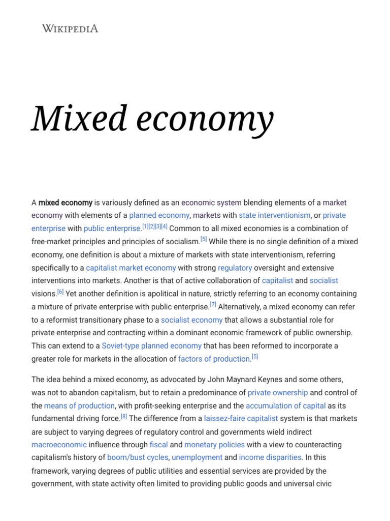 Mixed Economy - Wikipedia | PDF | Social Democracy | Capitalism