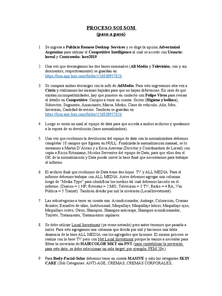 Proceso SOI SOM: Guía Paso a Paso | PDF | Negocios | Finanzas y dinero