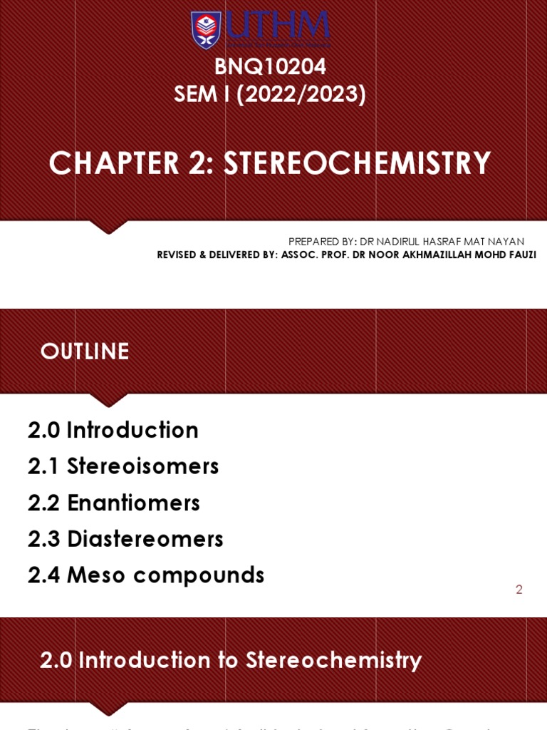 Chapter2 Stereochemistry | PDF | Chirality (Chemistry) | Isomer