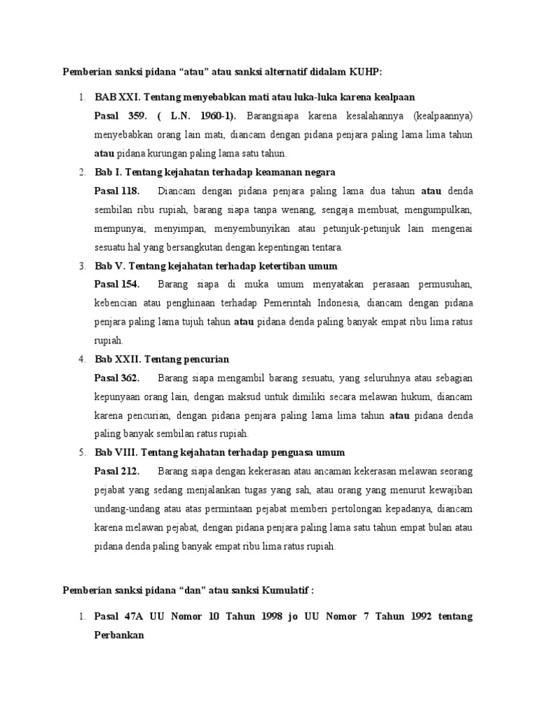 Pemberian Sanksi Pidana | PDF | Hukum