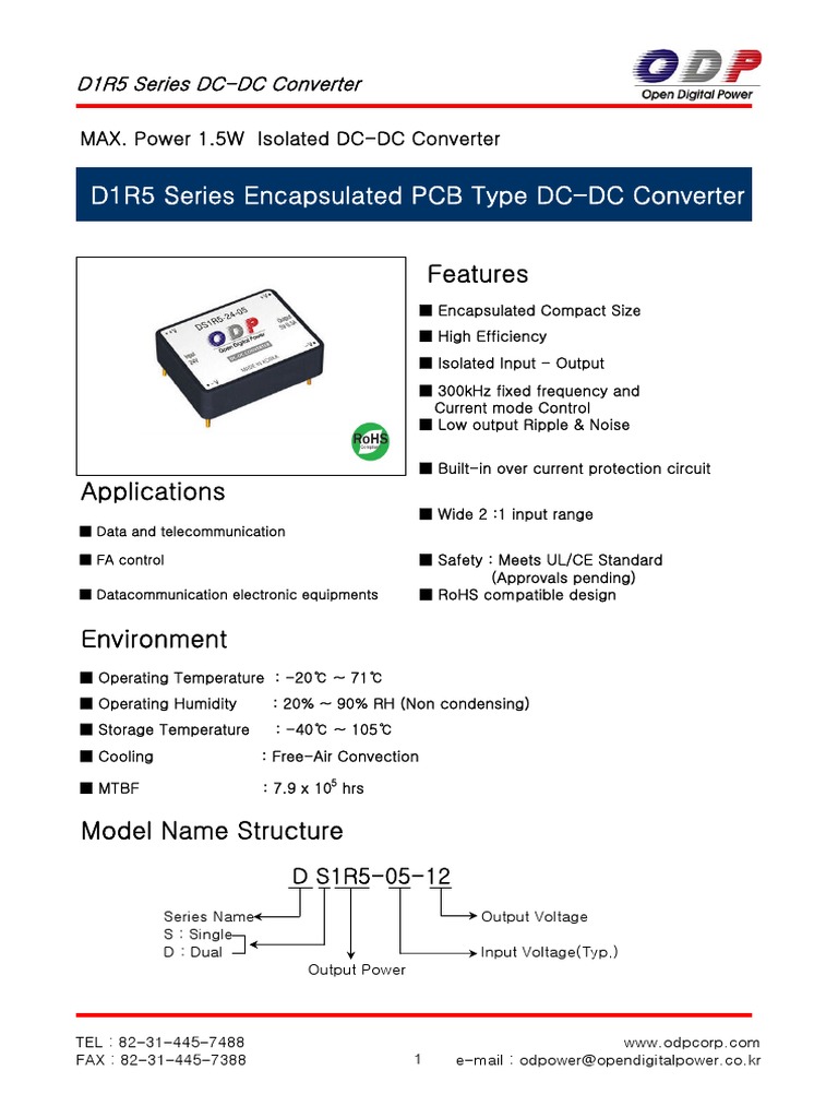 Datasheet D1R5 REV.00 | PDF | Power Supply | Resistor