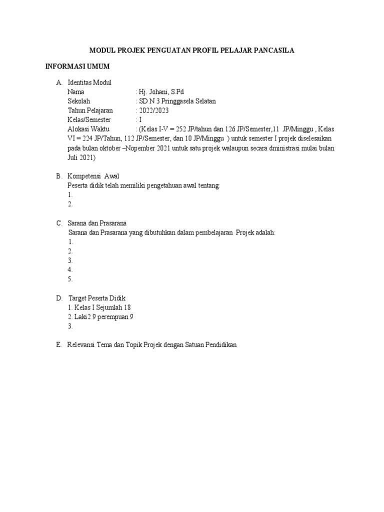 Modul Projek Penguatan Profil Pelajar Pancasila | PDF
