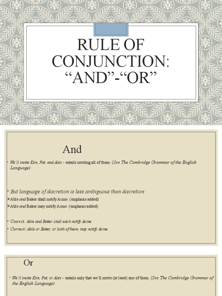 Rule of Conjunction - And-Or | PDF