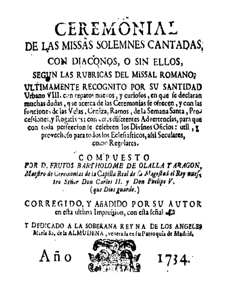 Ceremonial de Las Misas Solemnes Cantadas Según Las Rúbricas Del Misal ...